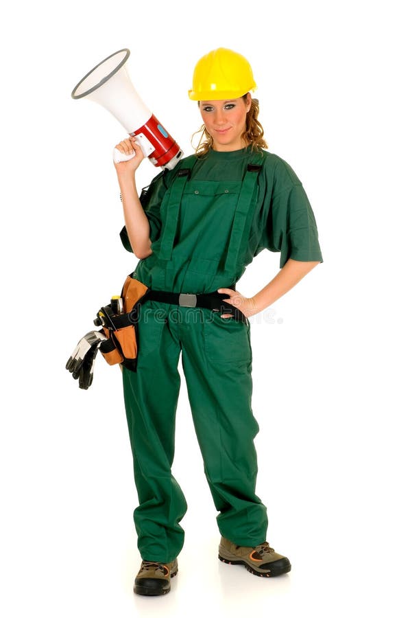 Construction worker, green stock photo. Image of bossy - 14330454