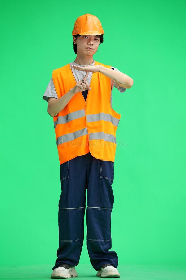 Man Yellow Vest Full Portrait White Isolated Background Stock Photos ...