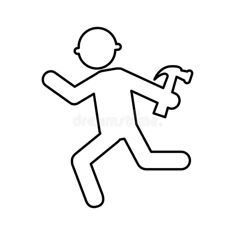 Construction Worker with Hammer Avatar Stock Vector - Illustration of ...