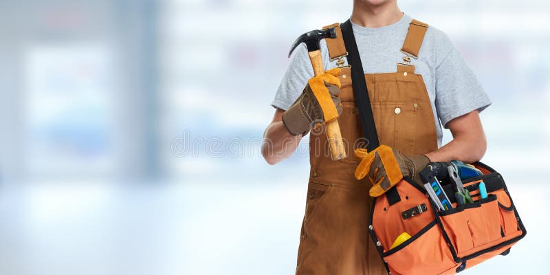 Construction Worker with Hammer. Stock Image - Image of male, plumber ...
