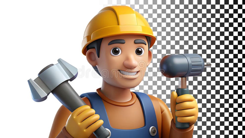 Construction Worker with Hammer Building and Manual Labor Profession ...