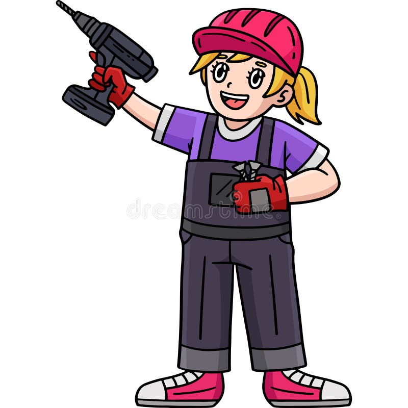 Construction Worker with a Hand Drill Clipart Stock Vector ...