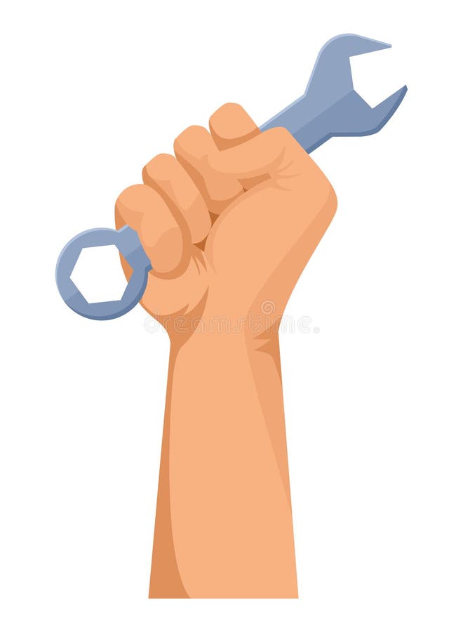 Construction Worker Hand Holding Tool Stock Vector - Illustration of ...