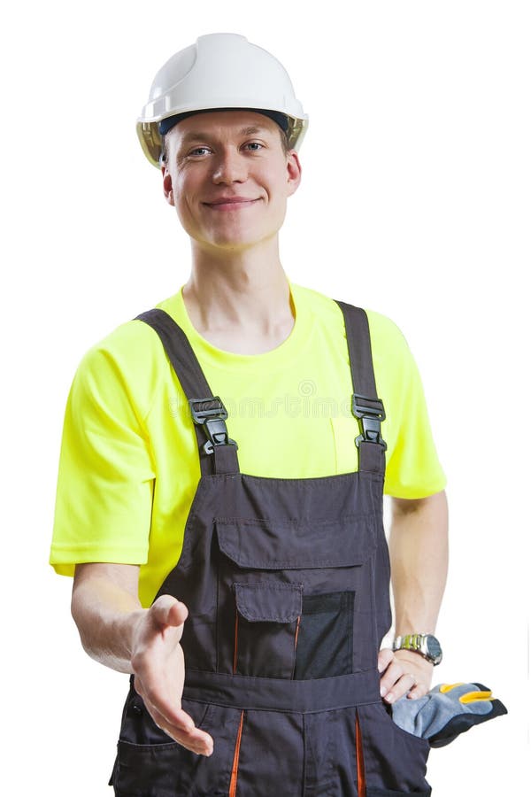 Construction Worker Hand Shake Stock Image - Image of gloves, domestic ...