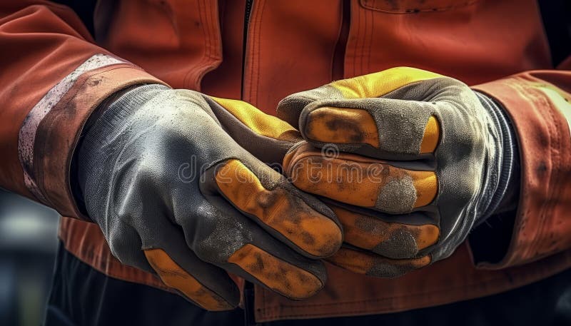Construction Worker Hands with Gloves Stock Illustration - Illustration ...