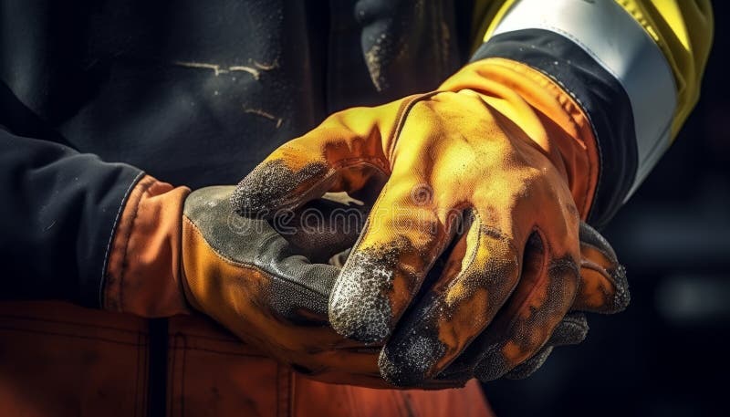Construction Worker Hands with Gloves Stock Illustration - Illustration ...