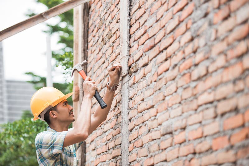 Construction Worker Working Stock Photo - Image of hammer, camera ...