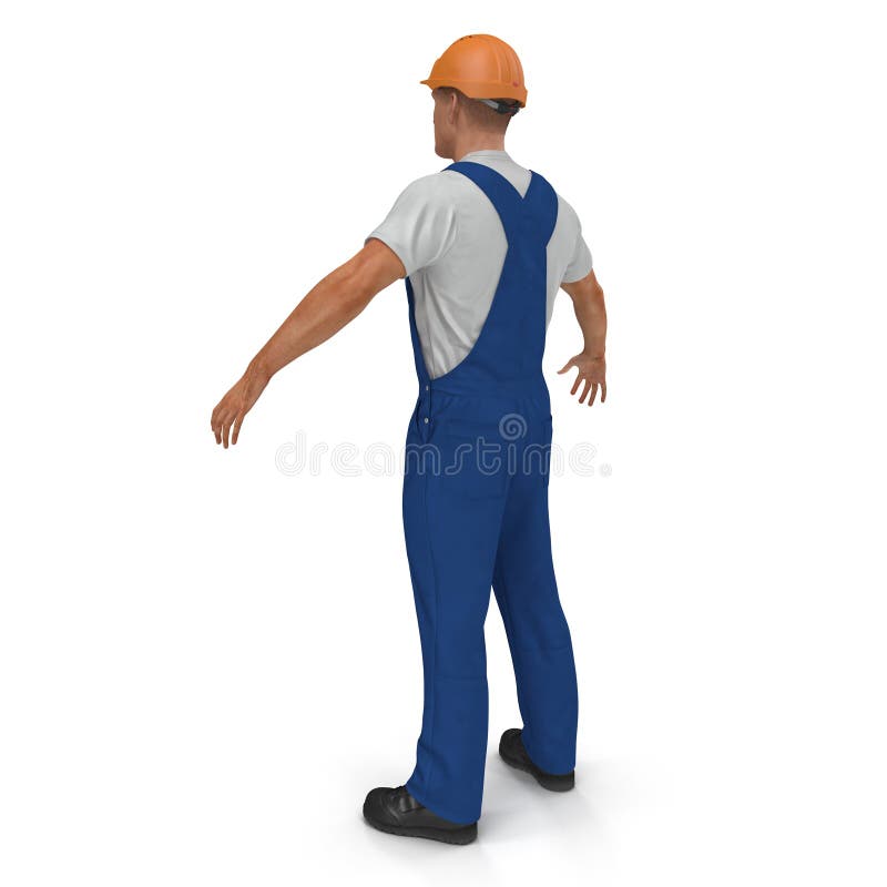 Construction Worker with Hardhat Standing Pose on White Stock Image ...