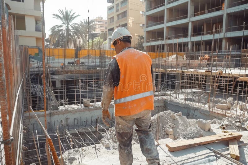 Construction Worker with Helmet Stock Photo - Image of construction ...