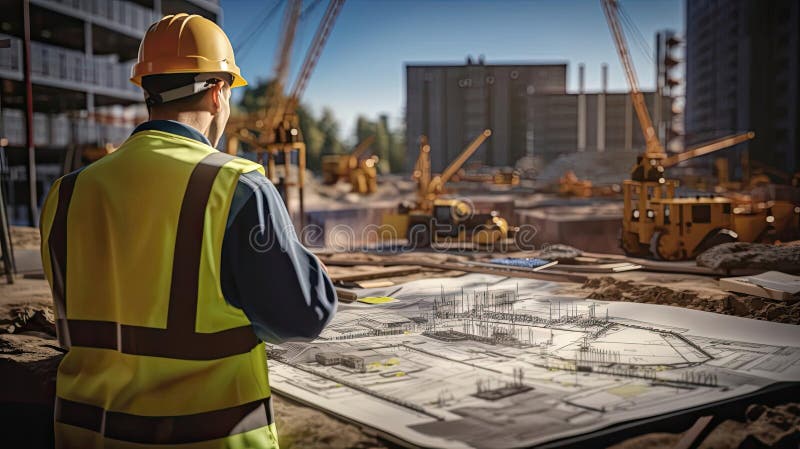 Construction Worker in Helmet at Construction Site Stock Photo - Image ...