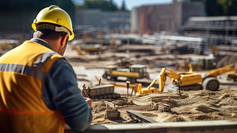 Construction Worker in Helmet at Construction Site Stock Photo - Image ...