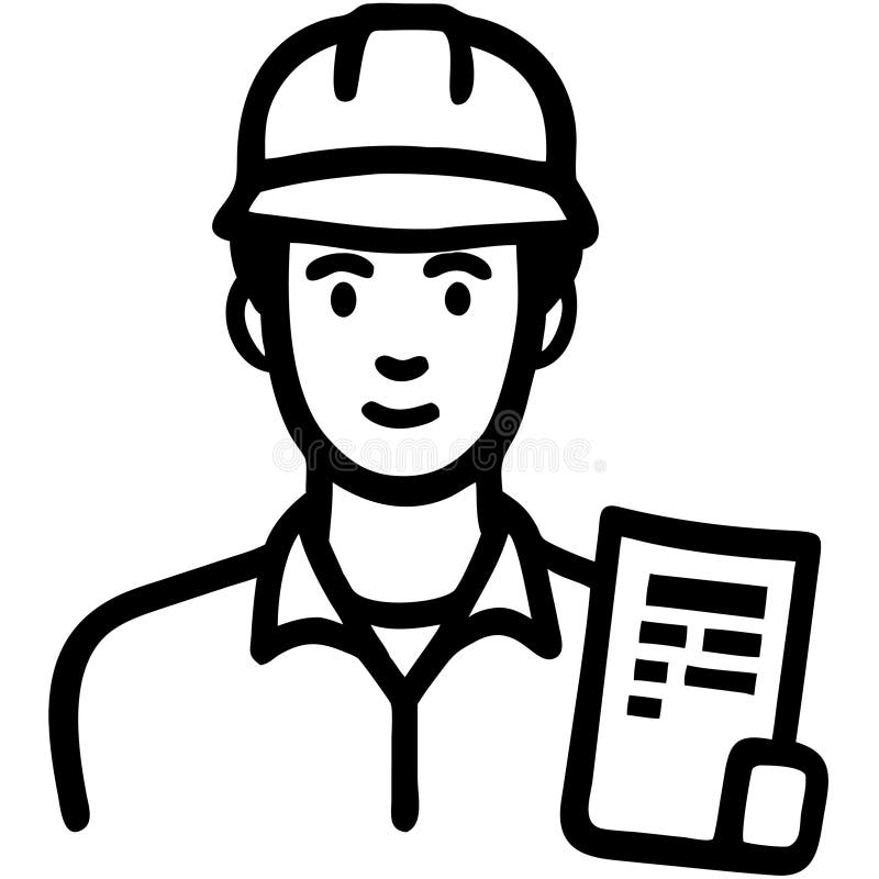 Construction Worker Holding Document Safety Compliance Vector ...