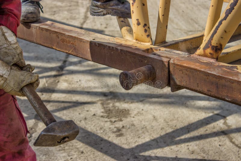 Construction Worker Holding Hammer Stock Image - Image of handyman ...