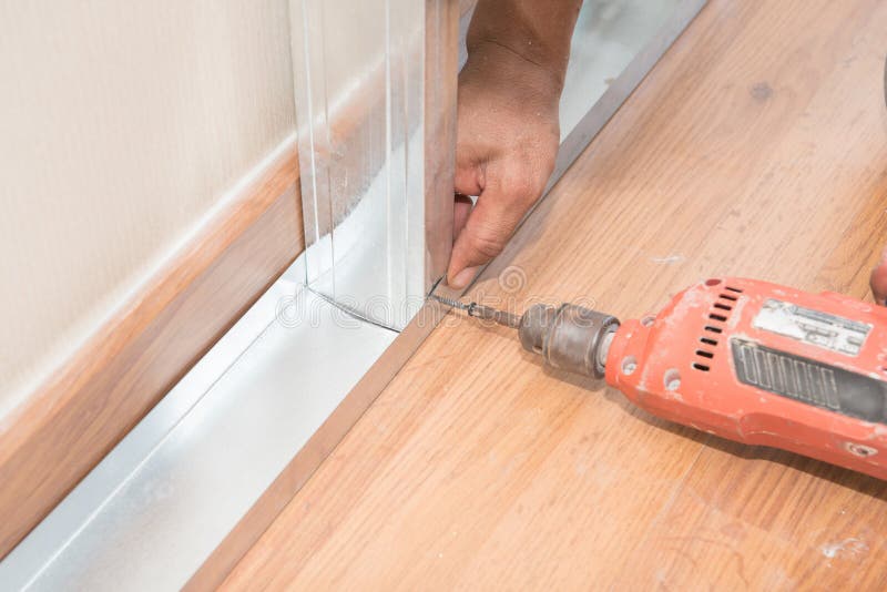 Construction Worker Holding the Hand Drill Stock Photo - Image of tool ...