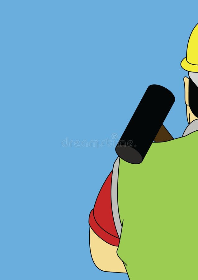 Construction Worker Holding His Hammer from Behind Stock Vector ...