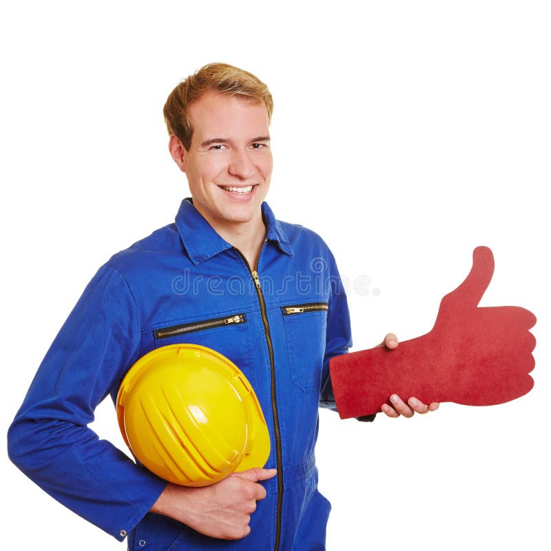 Construction Worker Holding Red Stock Photo - Image of trade, winner ...