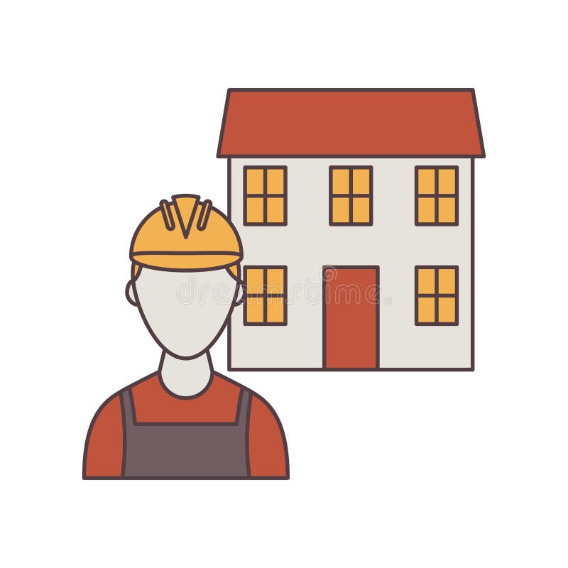 Construction Worker and Home. Vector Illustration Decorative Design ...