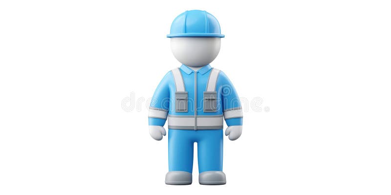 Construction Worker Icon in Blue Uniform Isolated on Transparent ...