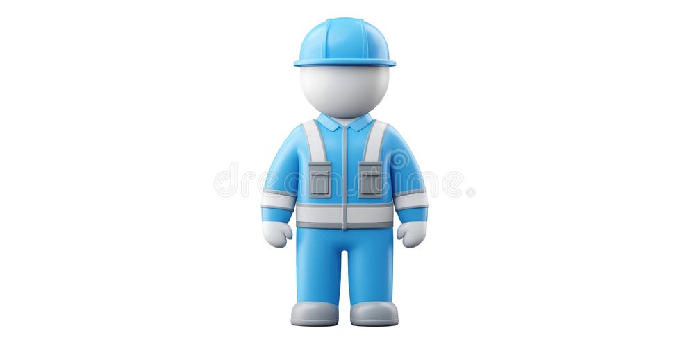 Construction Worker Icon in Blue Uniform Isolated on Transparent ...