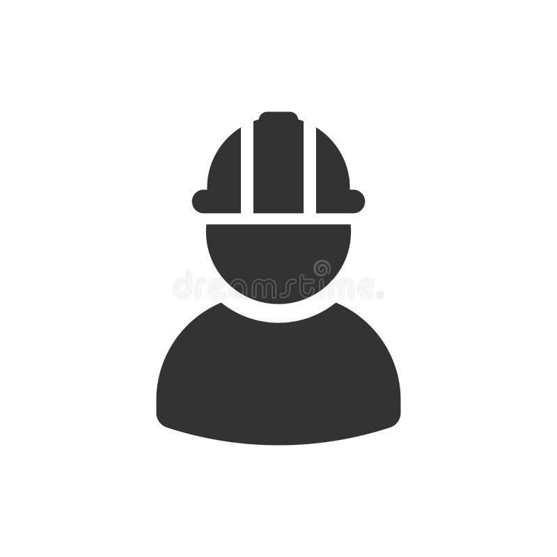 Construction Worker Icon in Flat Style. Factory Employee Vector ...