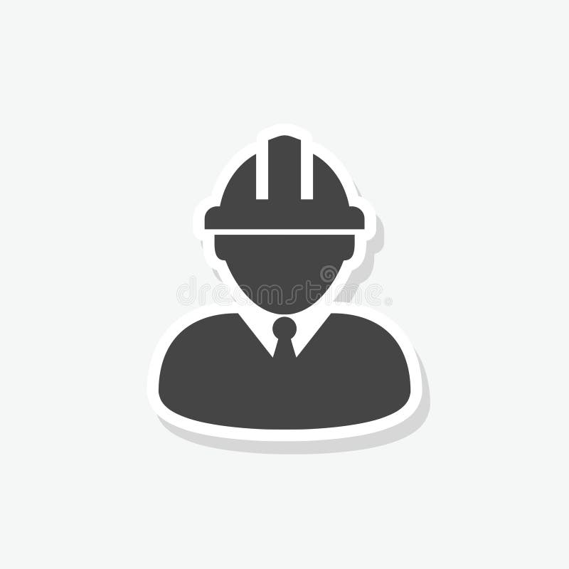 Construction Worker Icon in Flat Style Sticker Stock Vector ...