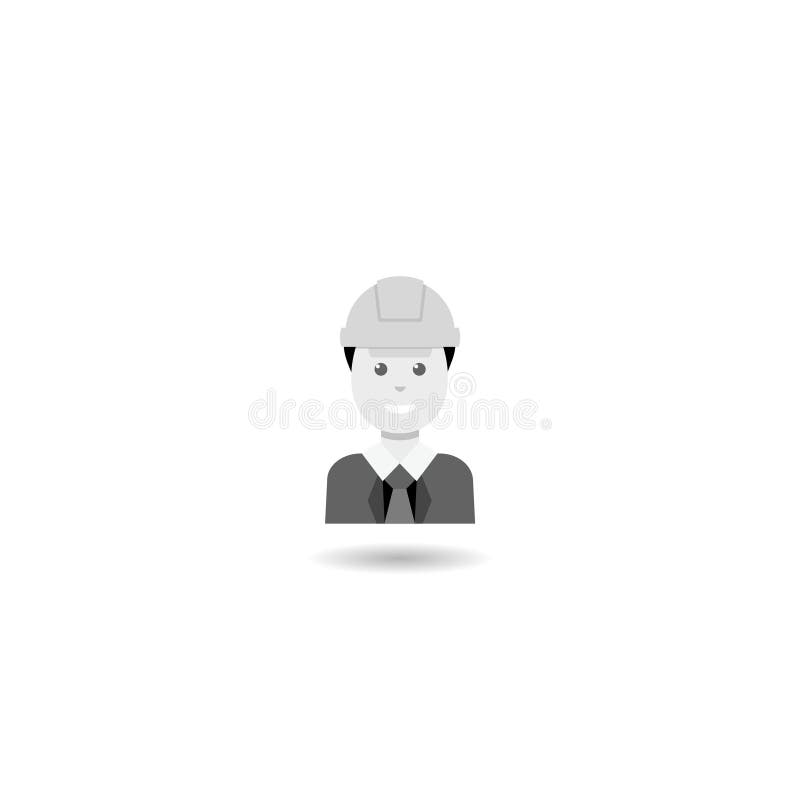 Construction Worker Icon with Shadow Stock Vector - Illustration of ...