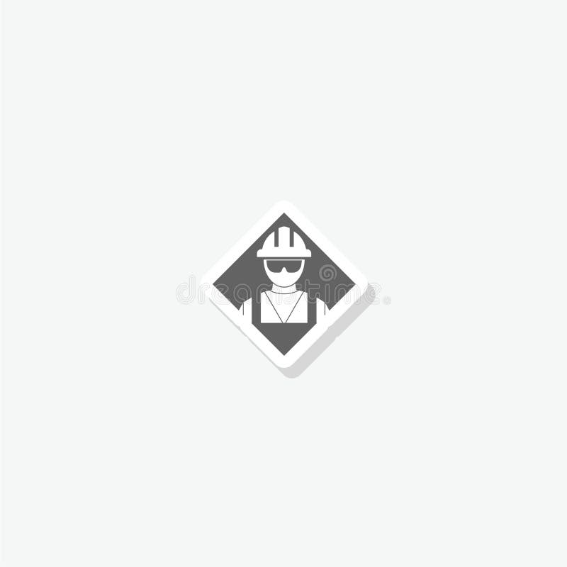 Construction Worker Icon Sticker Isolated on Gray Background Stock ...
