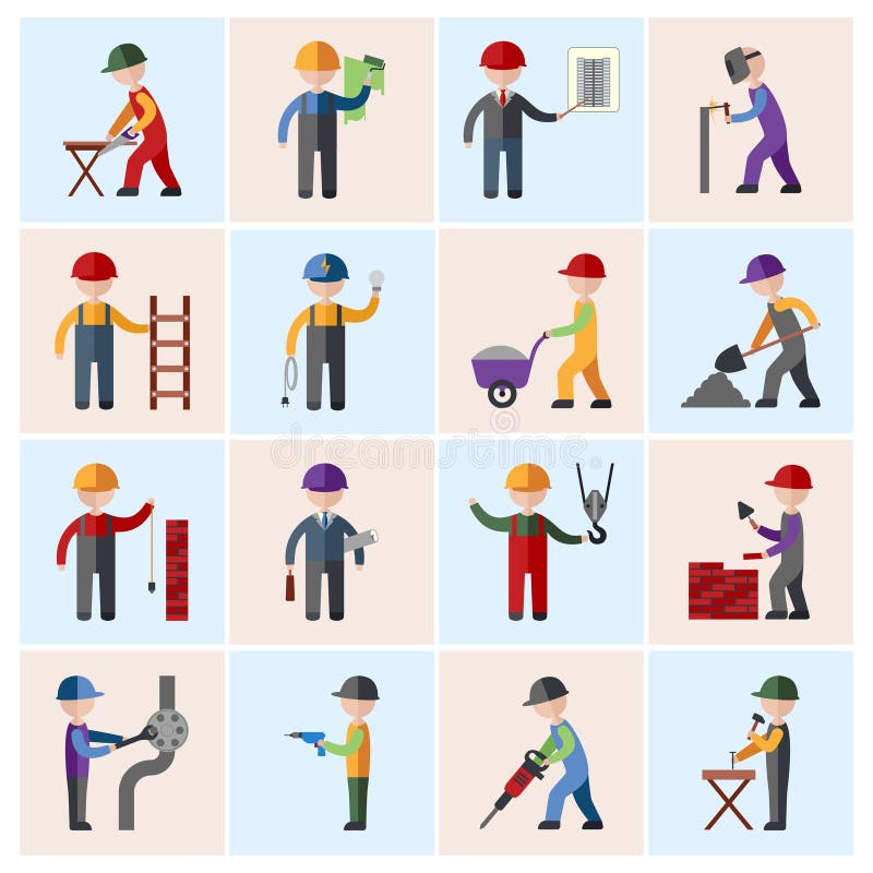 Construction Worker Icons Black Stock Vector - Illustration of ... Construction Worker Icons Black Stock Vector - Illustration of ...