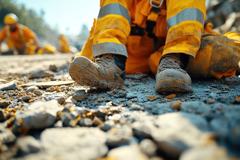 Construction Worker Injured on the Job Site with a Co-worker Providing ...