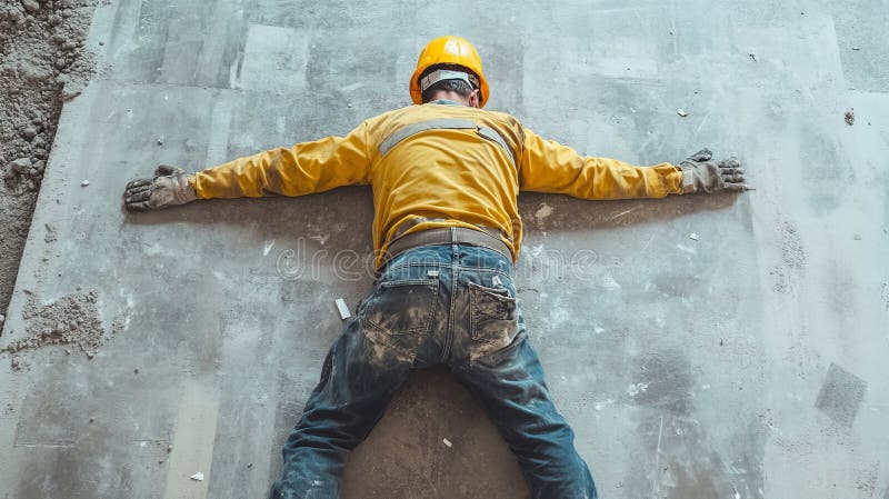 Construction Worker Injured on Site Rear View of a Worker Lying on the ... Construction Worker Injured on Site Rear View of a Worker Lying on the ...