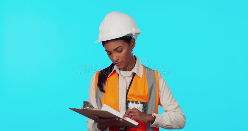Construction Worker, Inspection and a Woman with Paperwork for ...