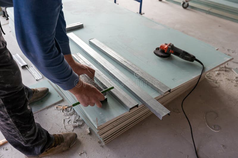 Construction Worker Installation Ceiling Work Stock Photo - Image of ...