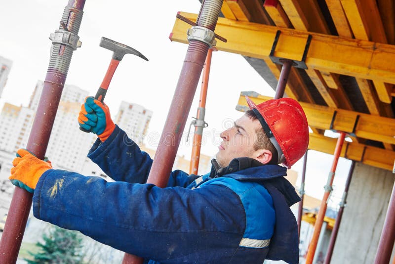 Construction Worker Installer Stock Photo - Image of industrial ...