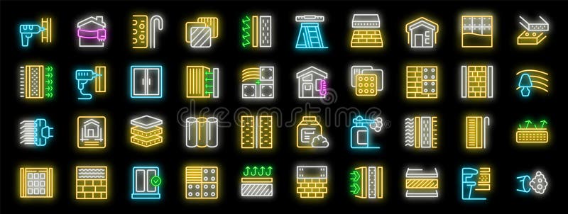 Construction Worker Installing Heat and Sound Insulation Material Set ... Construction Worker Installing Heat and Sound Insulation Material Set ...