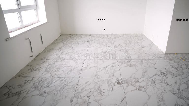 Tiler Installing Marble Tiles on Floor Stock Illustration ...