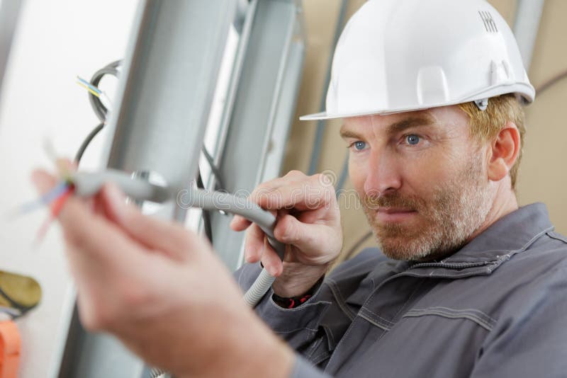 Construction Worker Installing Pipes Stock Photo - Image of upvc, build ...
