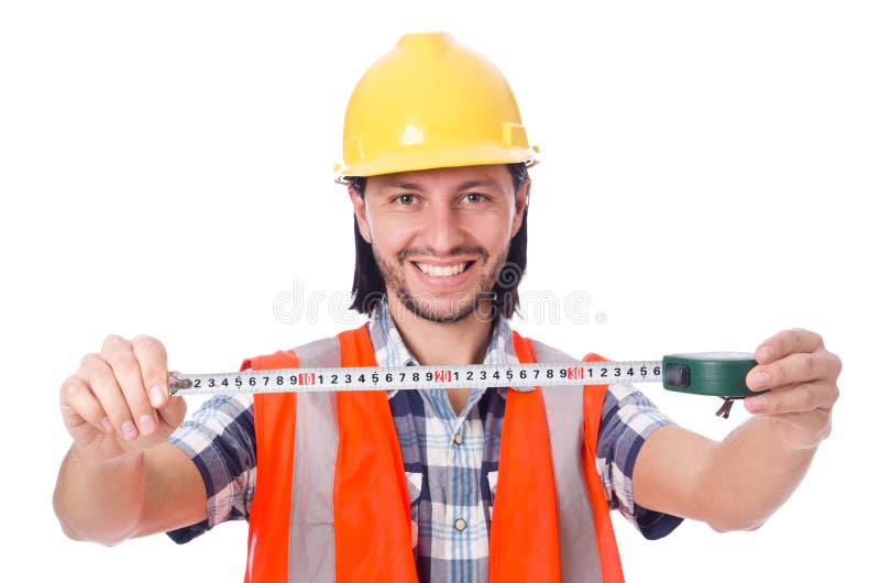 The Construction Worker Isolated on White Stock Image - Image of ...