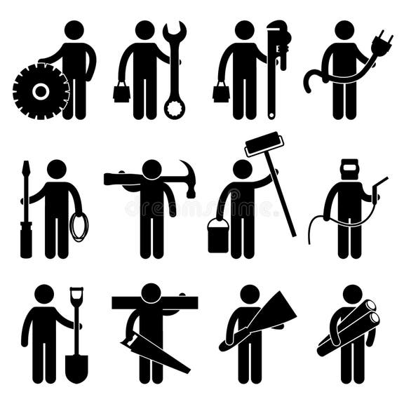 Construction Worker Job Pictogram Stock Vector - Illustration of ...