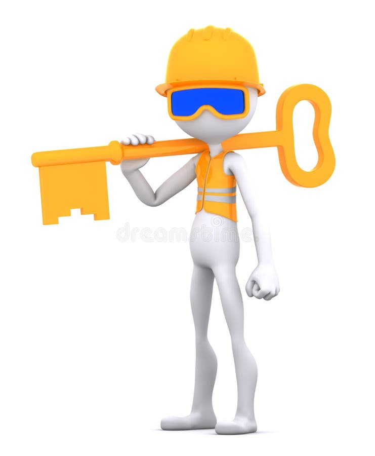 Construction Worker with Key Stock Illustration - Illustration of male ...