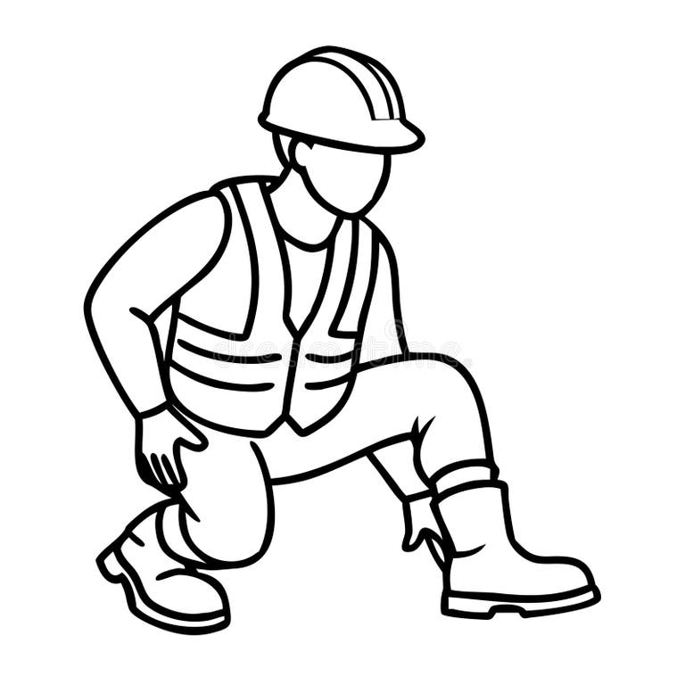 Construction Worker Kneeling Vector Illustration for Safety Awareness ...