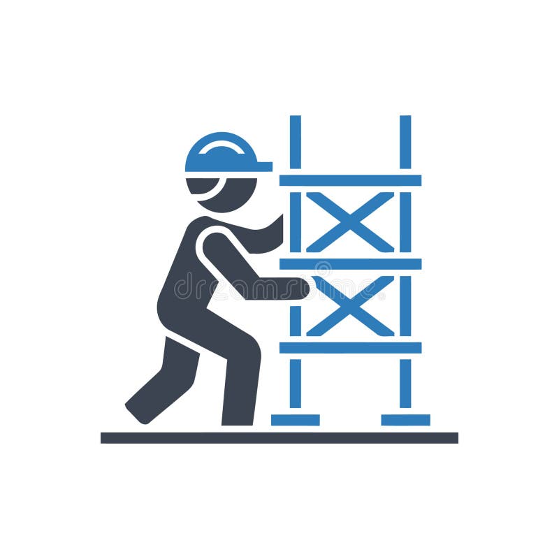 Construction Worker Ladder Icon Stock Vector - Illustration of builder ...