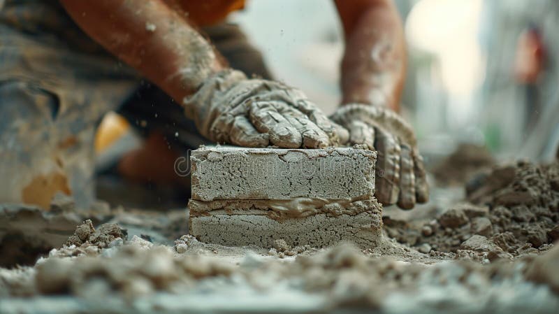 Construction Worker Laying Bricks Stock Illustration - Illustration of ...