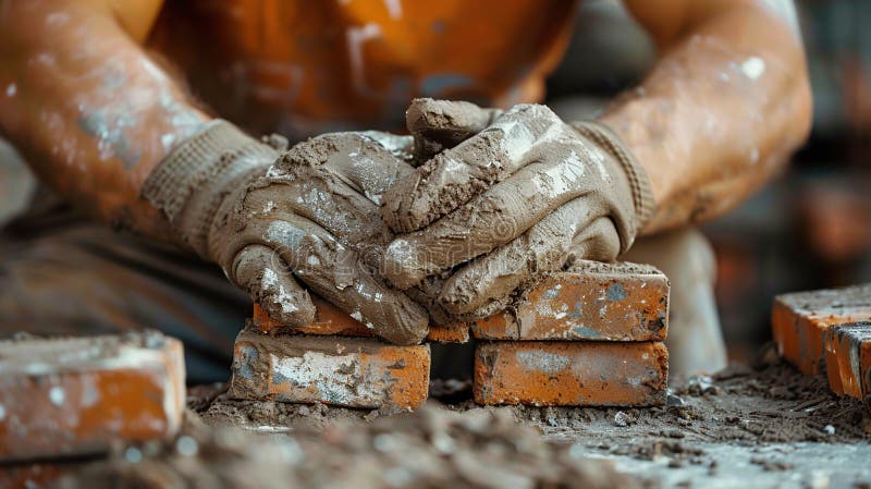 Construction Worker Laying Bricks Stock Illustration - Illustration of ...