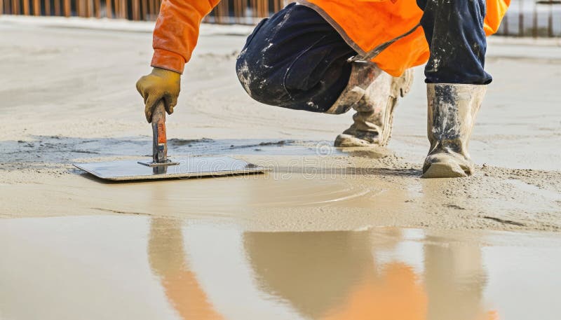Construction Worker Pouring Concrete on Building Site Stock Image ...