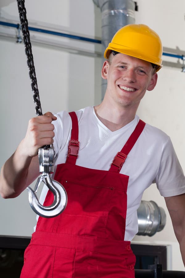 Construction Worker and Lifting Equipment Stock Image - Image of ...
