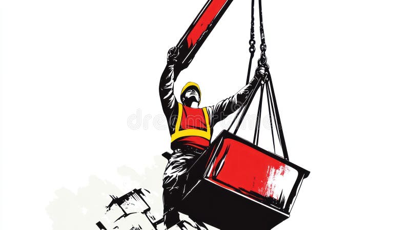 Construction Worker Lifting Heavy Load Illustration Stock Illustration ...