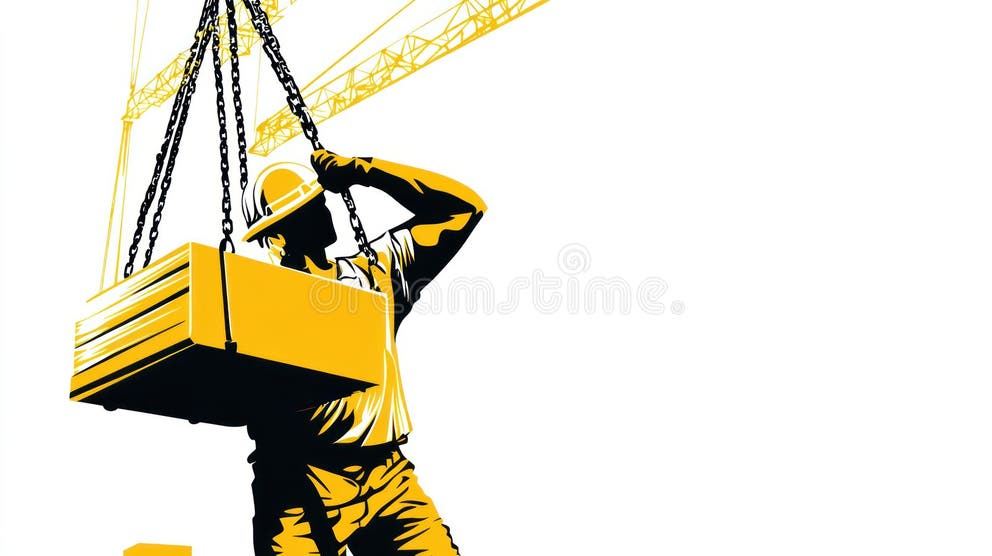Construction Worker Lifting Heavy Load Illustration Stock Illustration ...