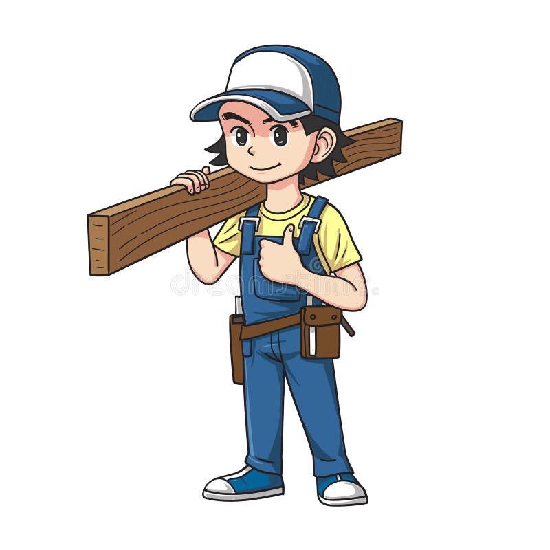 Construction Worker Lifting Log Stock Vector - Illustration of site ...