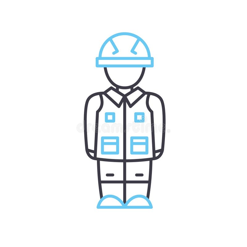 Construction Worker Line Icon, Outline Symbol, Vector Illustration ...