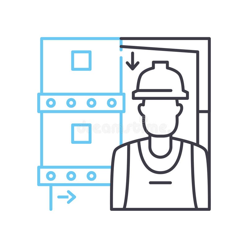 Construction Worker Line Icon, Outline Symbol, Vector Illustration ...